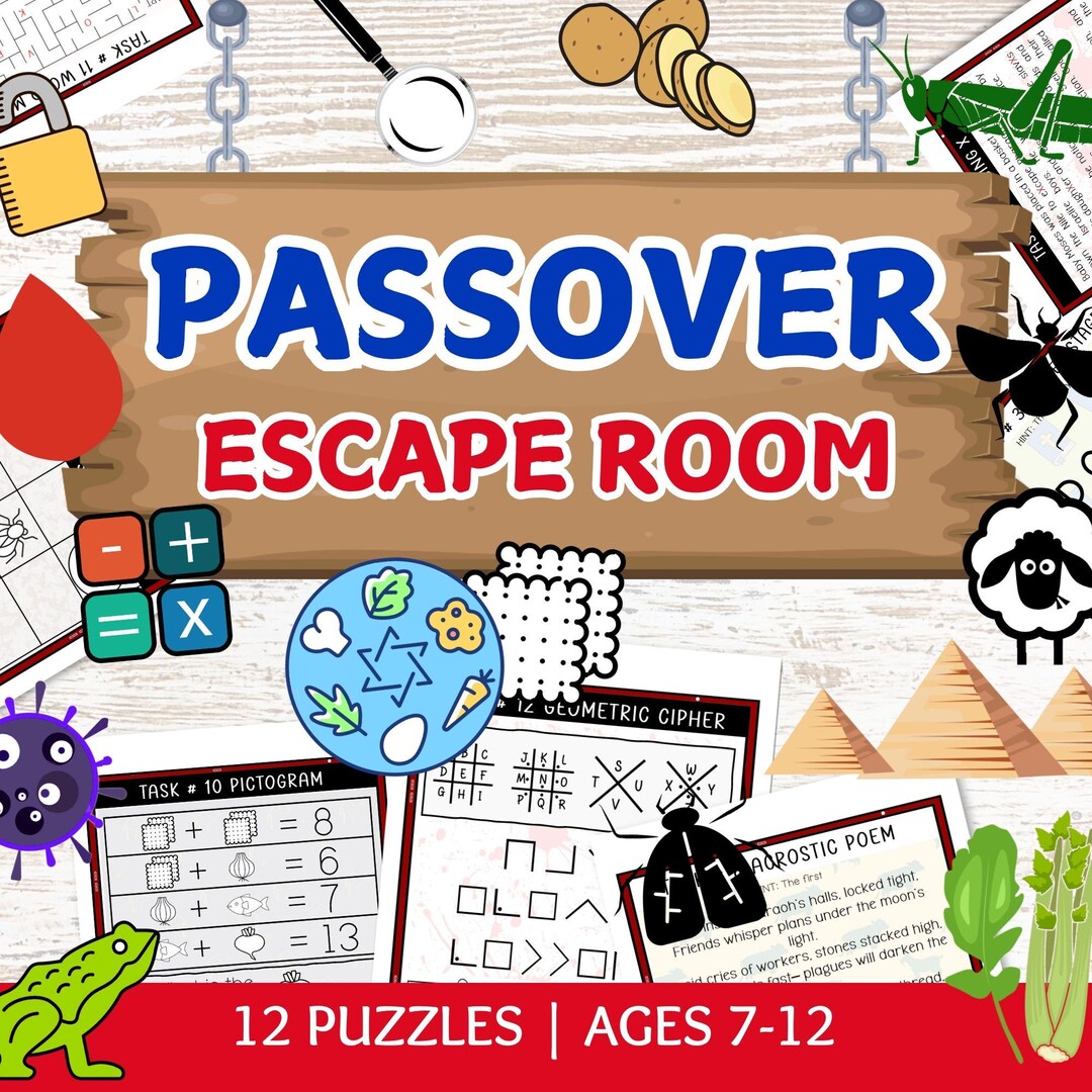 Passover Escape Room, 12 Printable PDF Puzzles, Ten Plagues Game ...