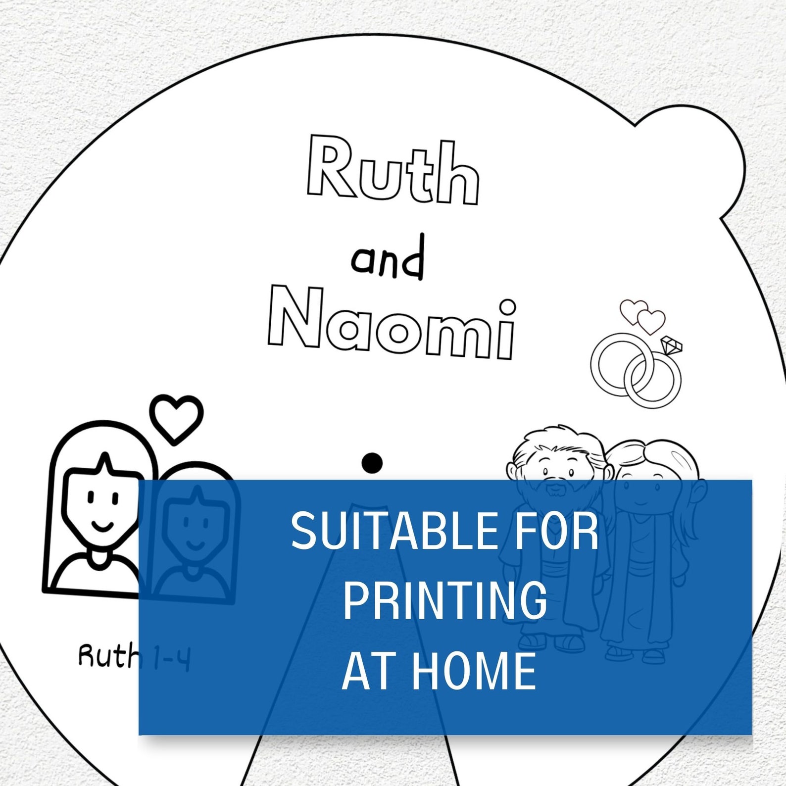 Ruth and Naomi Coloring Wheel, Printable Sunday School Lesson, Kids ...