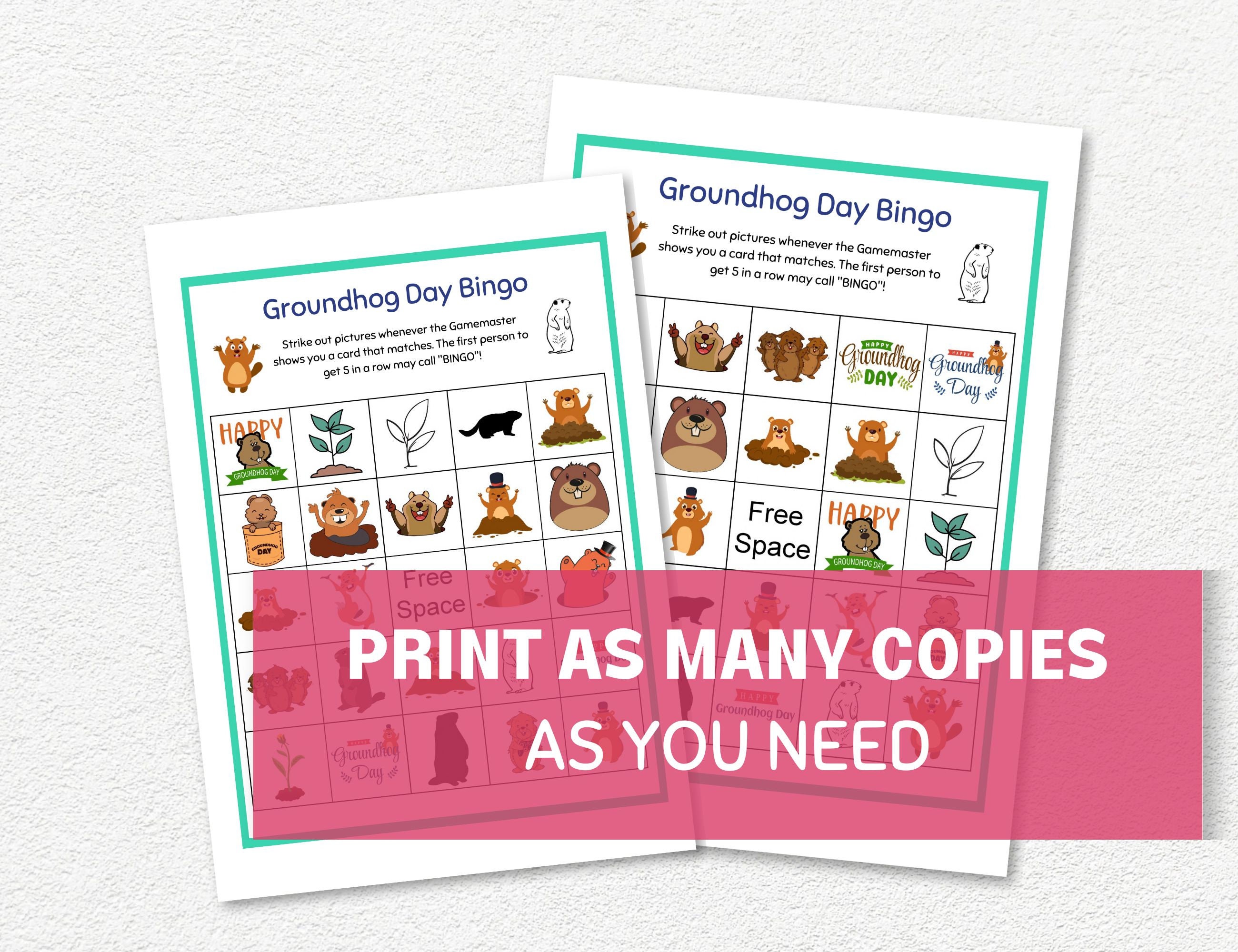 Groundhog Day Bingo, 50 Bingo Cards Printable, Groundhog Day Games - Etsy