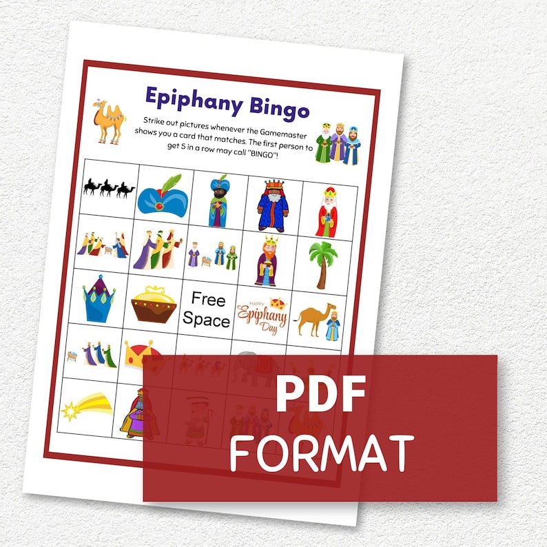 Epiphany Bingo Cards, 50 Bingo Printable Cards for Three Kings Day ...