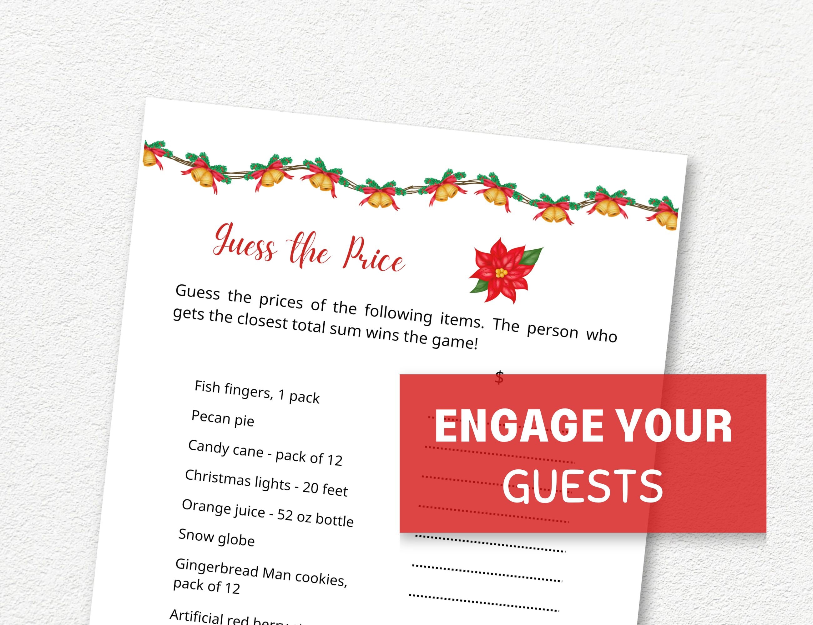Christmas Guess the Price Printable, Christmas Guessing Game, Party ...
