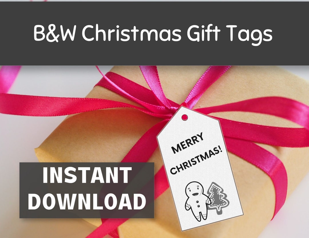 Black and White Christmas Gift Tags Printable, Set of 6 Christmas Black ...