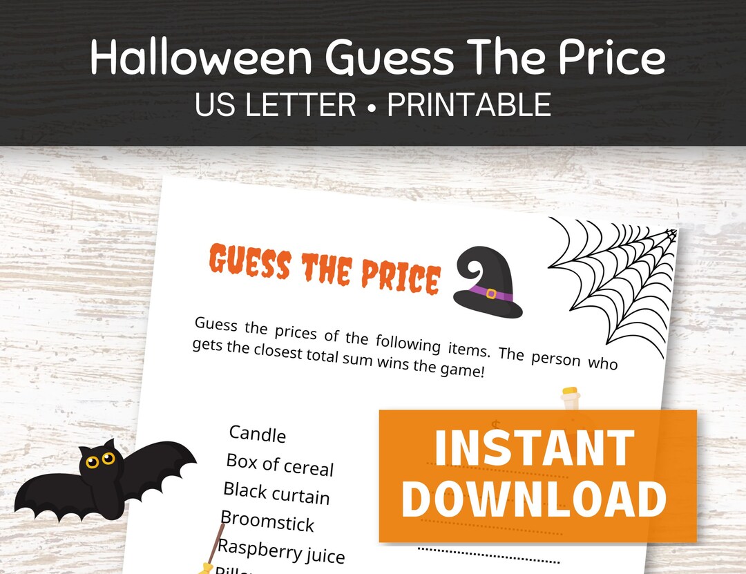 Halloween Guess the Price Printable, Halloween Guessing Game, Party ...