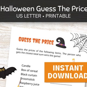 Halloween Guess the Price Printable, Halloween Guessing Game, Party ...