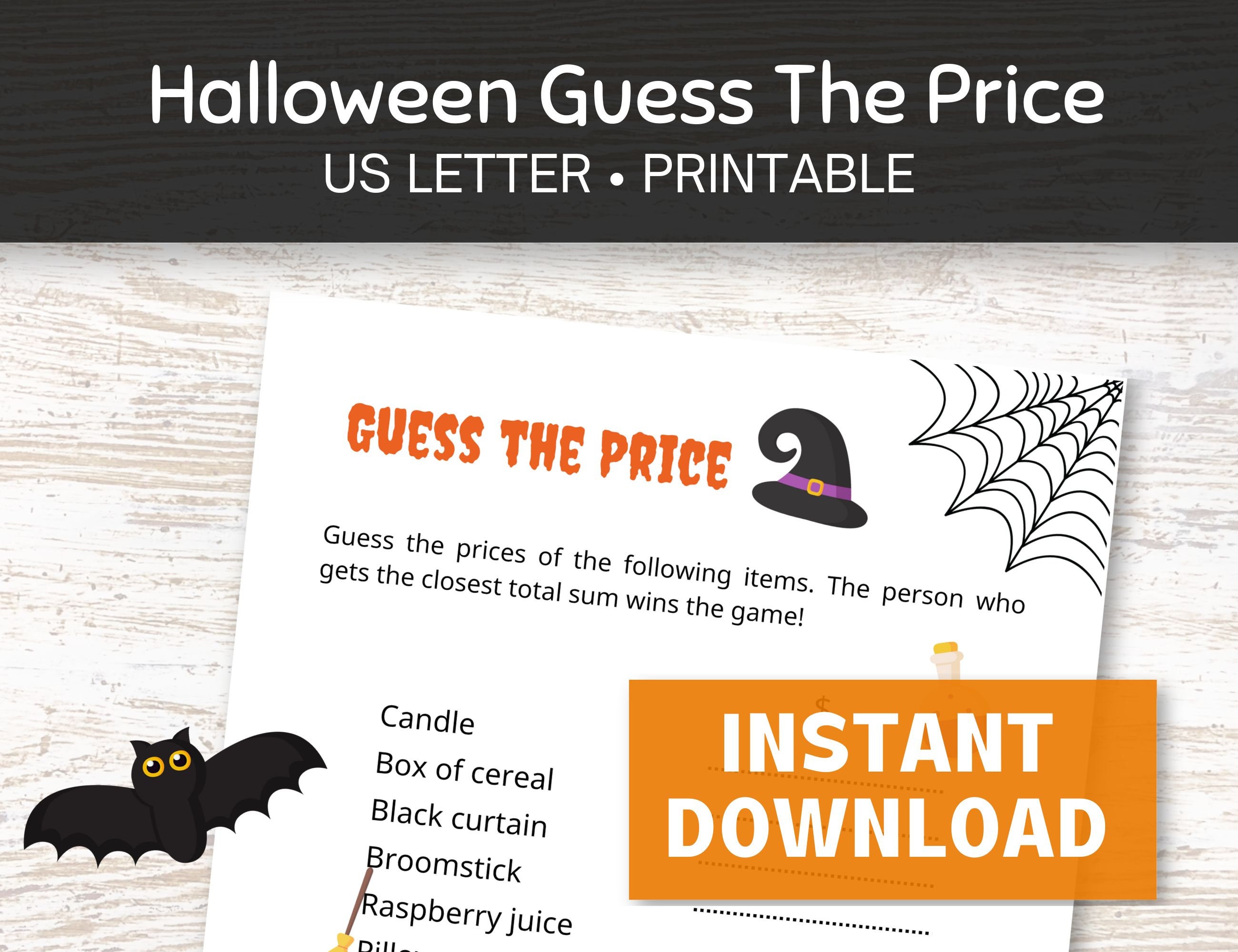 Halloween Guess the Price Printable Halloween Guessing Game - Etsy