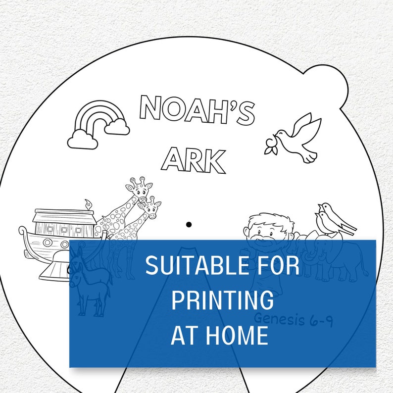 Noah’s Ark Coloring Wheel, Printable Sunday School Lesson, Great Flood ...