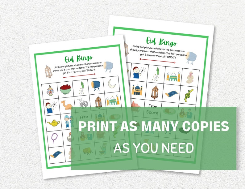 Eid Games Bingo Cards, 25 Printable Eid Al Fitr Bingo Cards, Ramadan ...