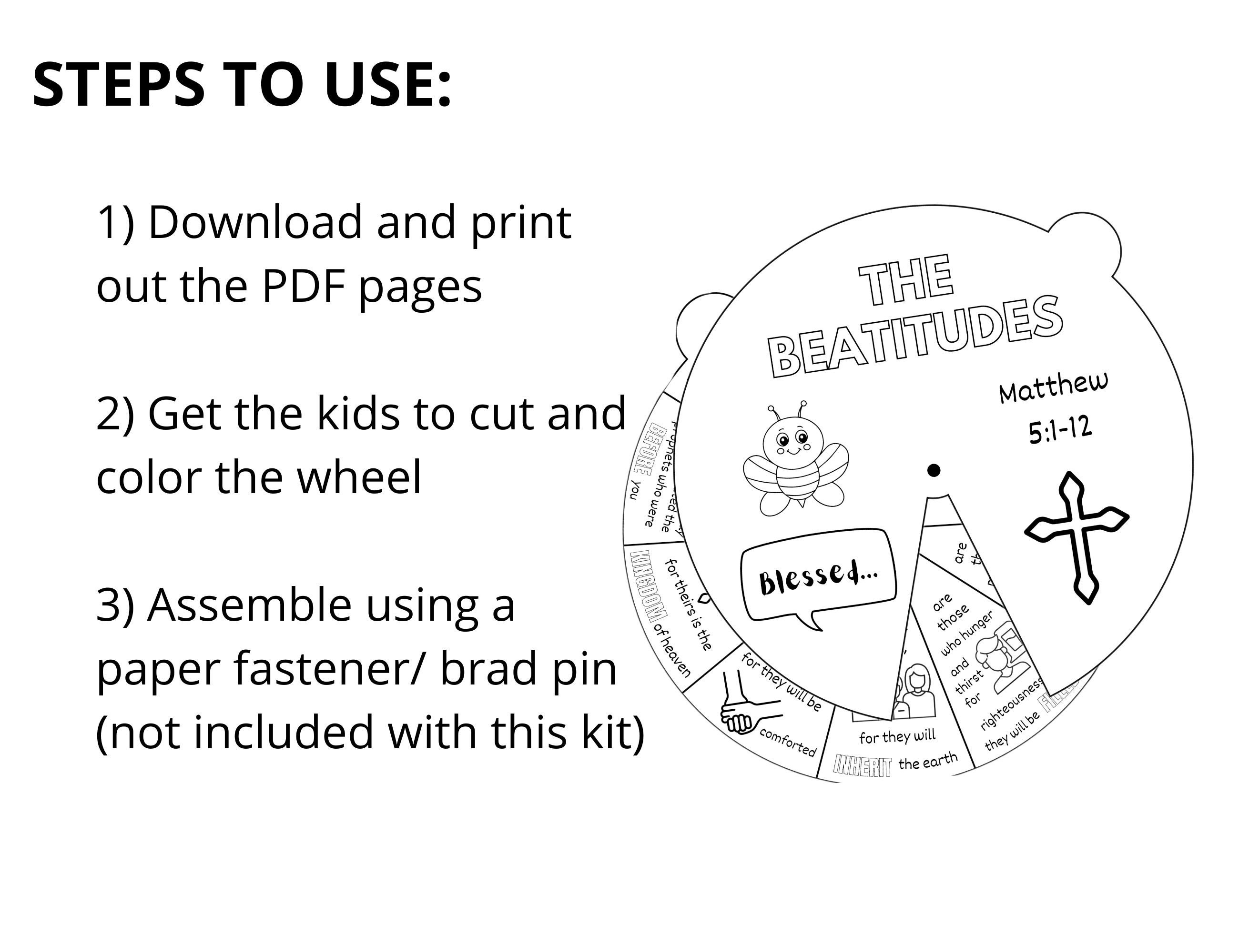 The Beatitudes Coloring Wheel, Beatitudes Craft Printable, Kids Bible ...