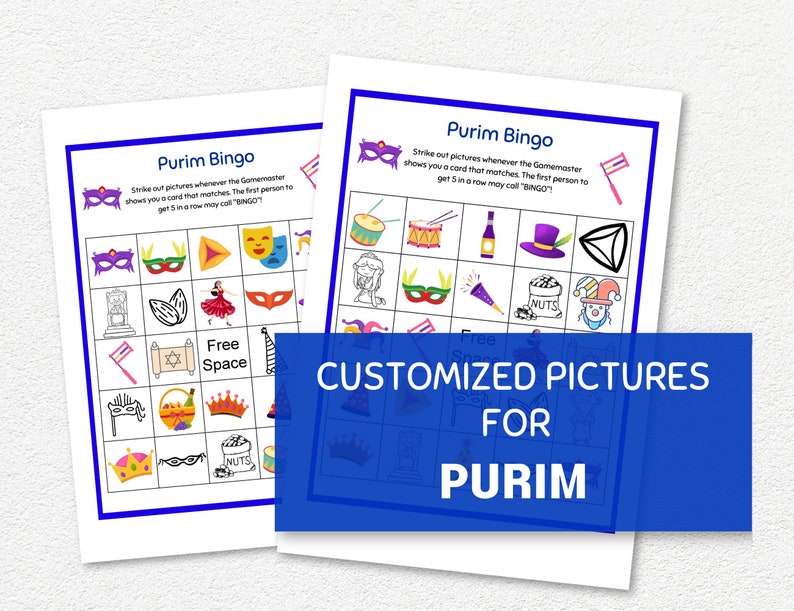 Purim Bingo Printable, Holiday Bingo 50 Cards, Jewish Holiday Themed ...
