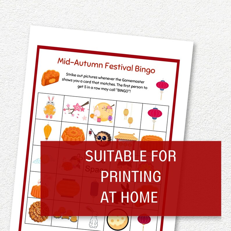 Mid-autumn Festival Bingo Cards Printable, 50 Holiday Bingo Cards PDF ...