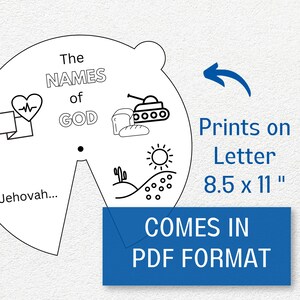 Names of God Coloring Wheel, Sunday School Craft Printable, Kids Bible ...