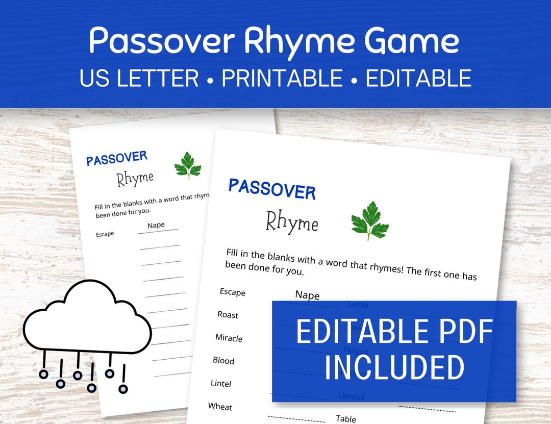 Passover Rhyme Game Printable, Passover Party Games for the Family ...