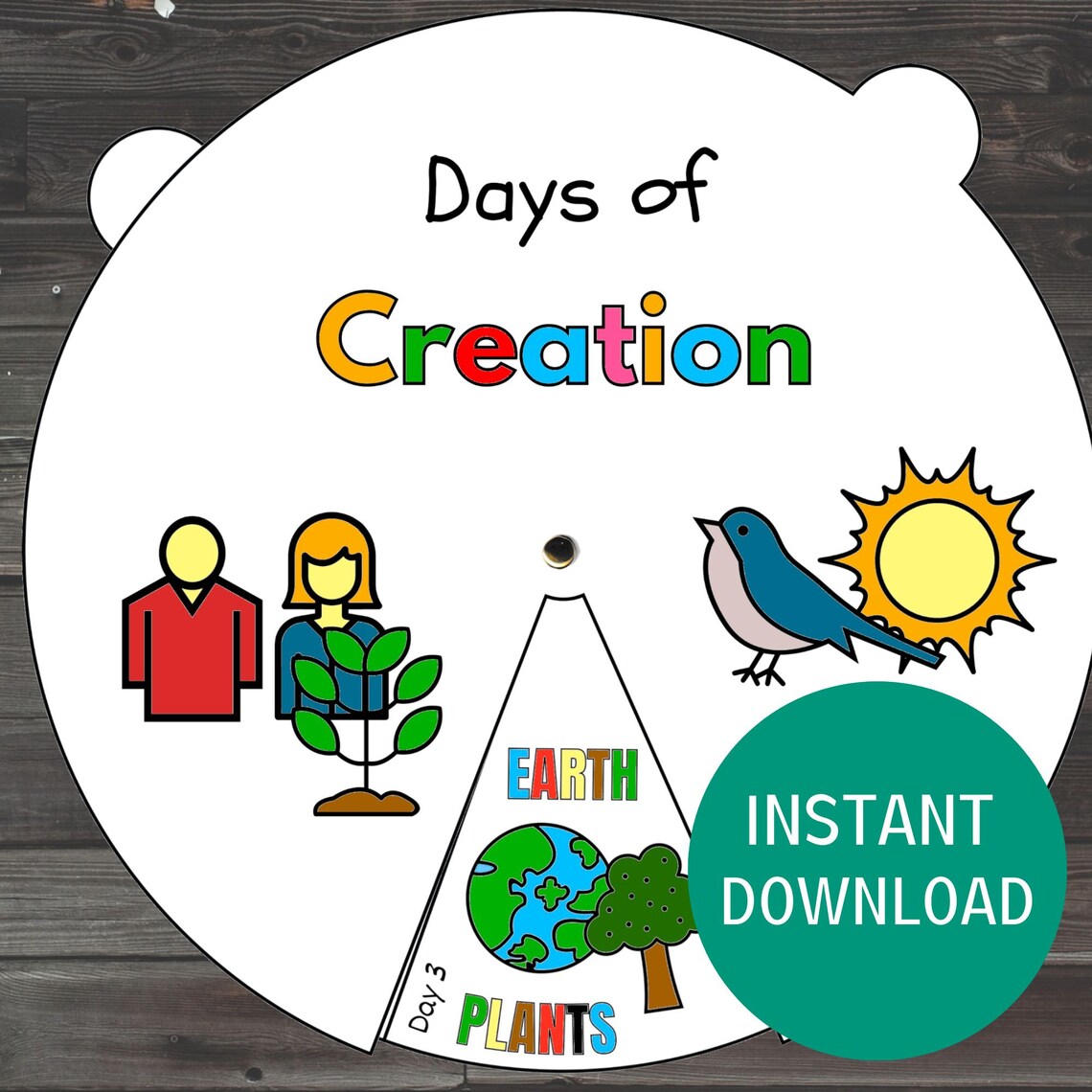 Days of Creation Coloring Wheel, Printable Sunday School Lesson ...