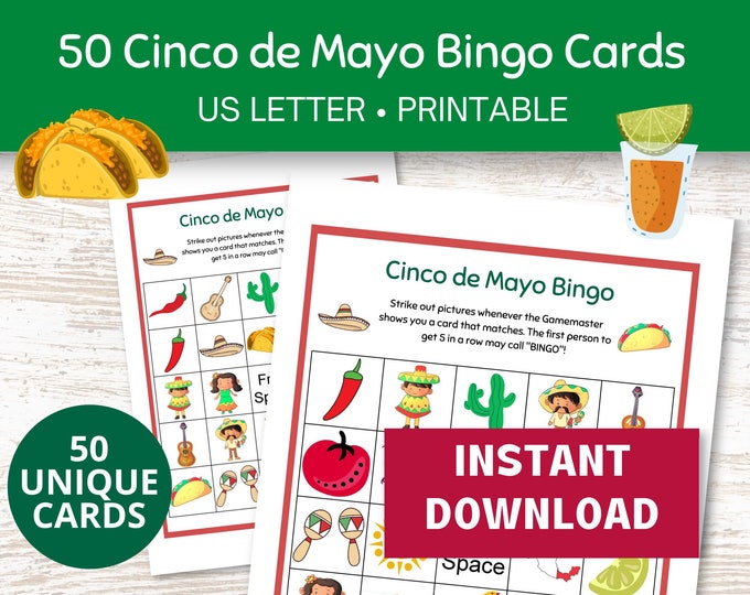 Fiesta BINGO Game, Comes With 50 Different Bingo Cards, Bingo Game for ...