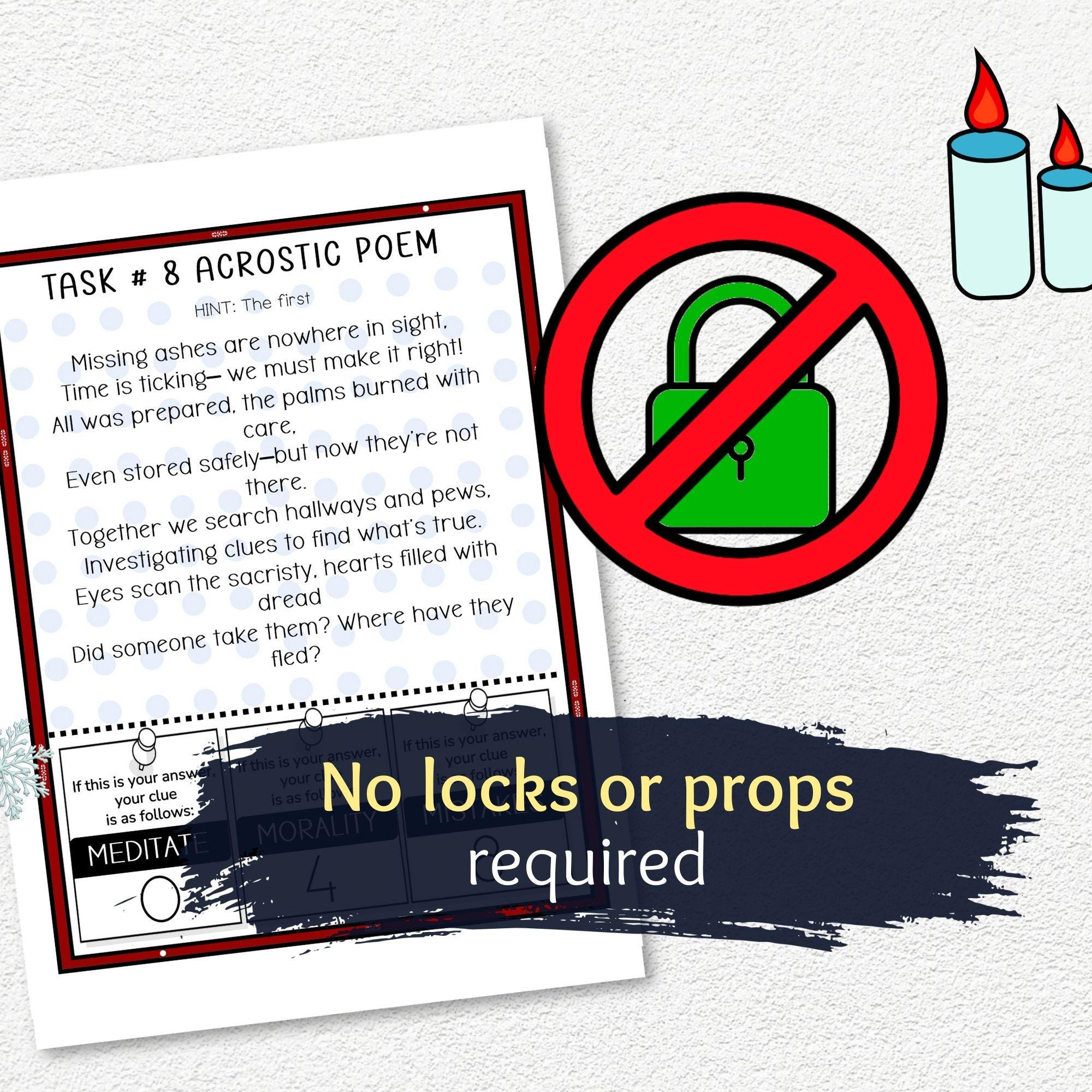 Lent Escape Room Game, 12 PDF Printable Puzzles, Ash Wednesday Activity ...