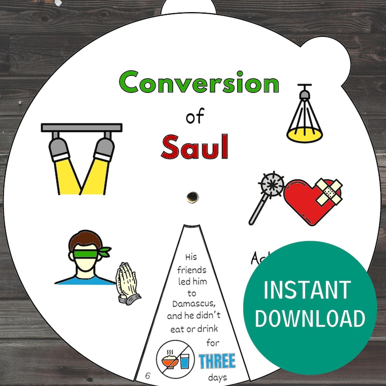 Conversion of Saul Coloring Wheel, Sunday School Activity, Paul’s ...