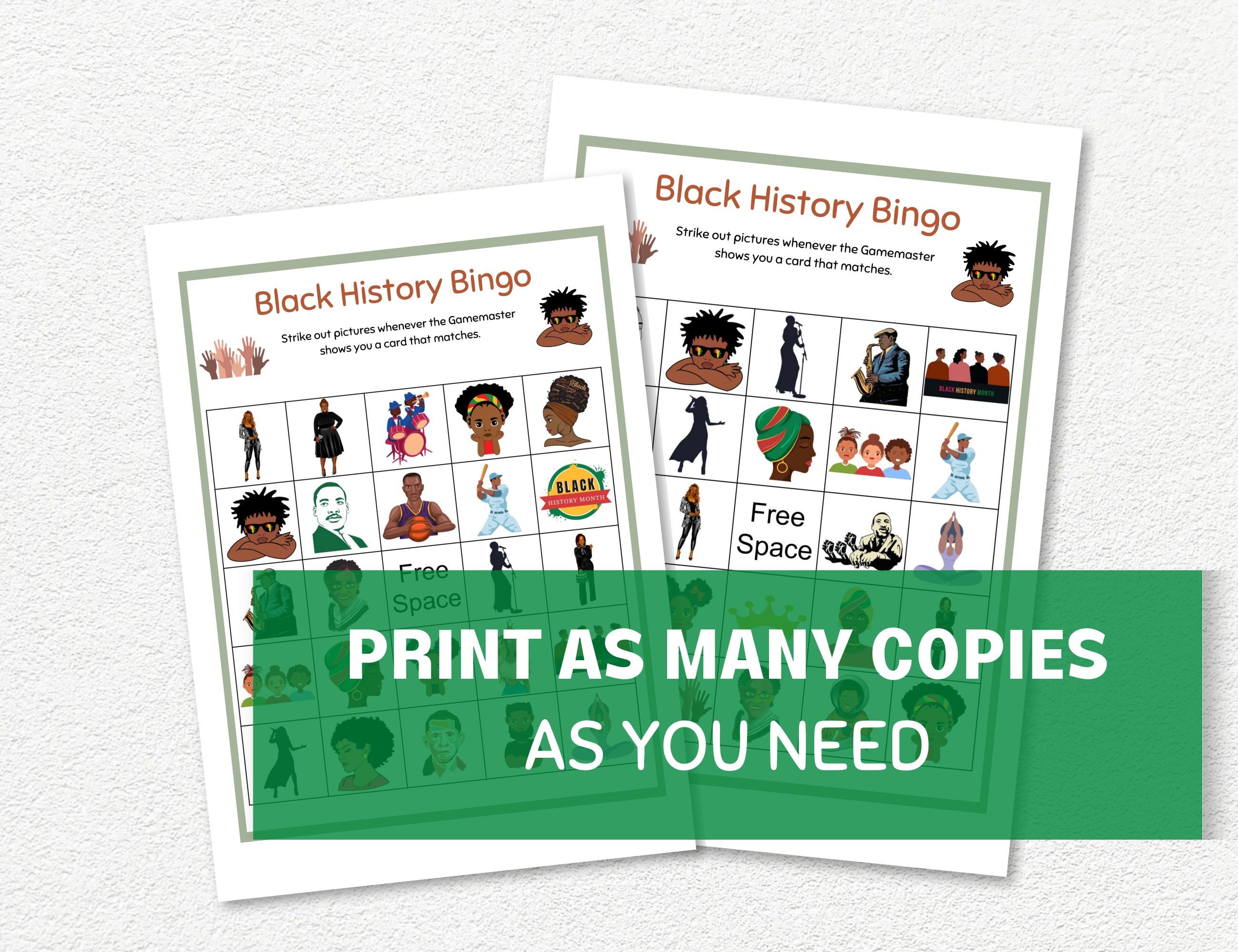 Black History Month Bingo, 50 Bingo Printable Cards, Black History ...