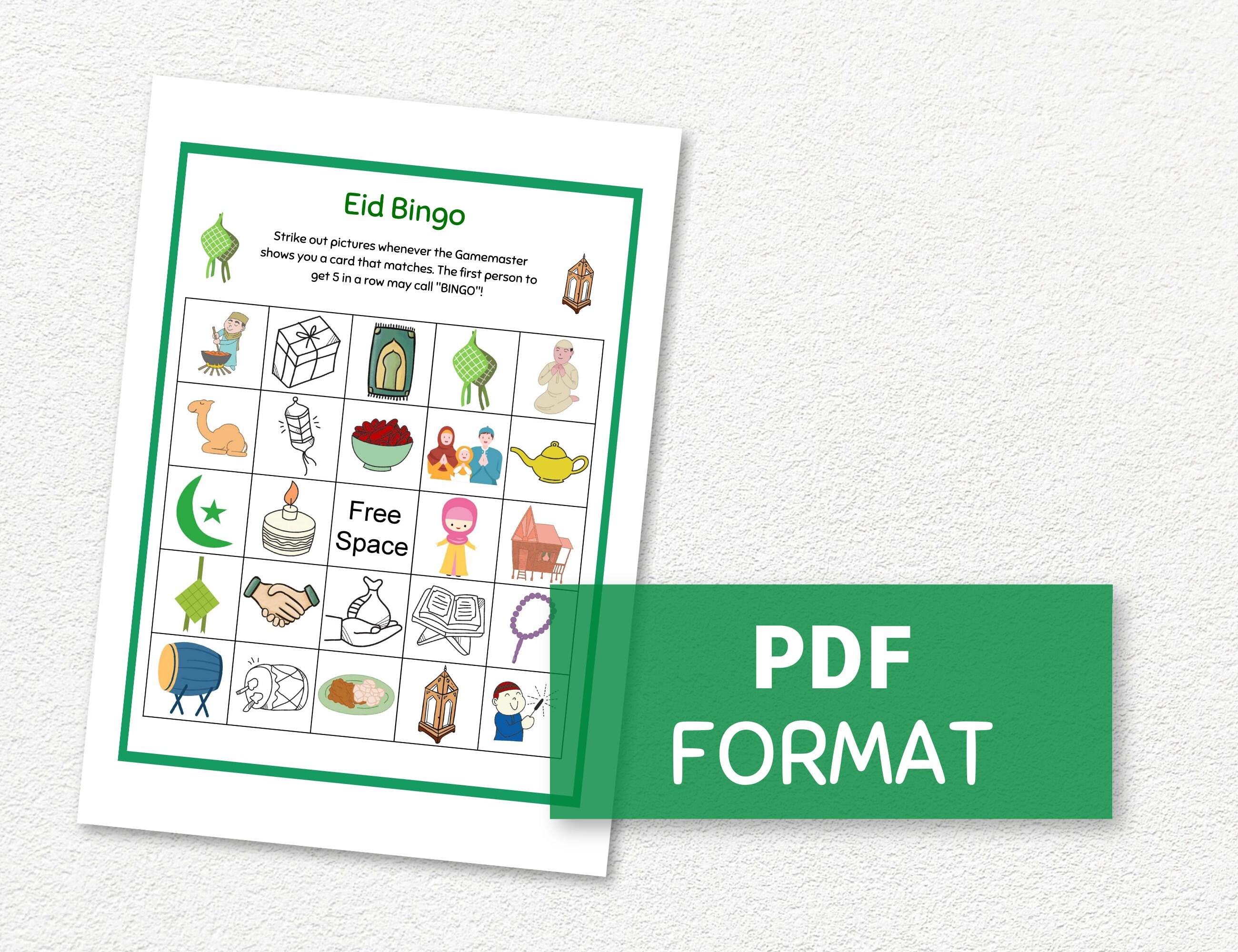 Eid Bingo Cards Printable, 50 PDF Bingo Cards for Eid Al Fitr, Ramadan ...
