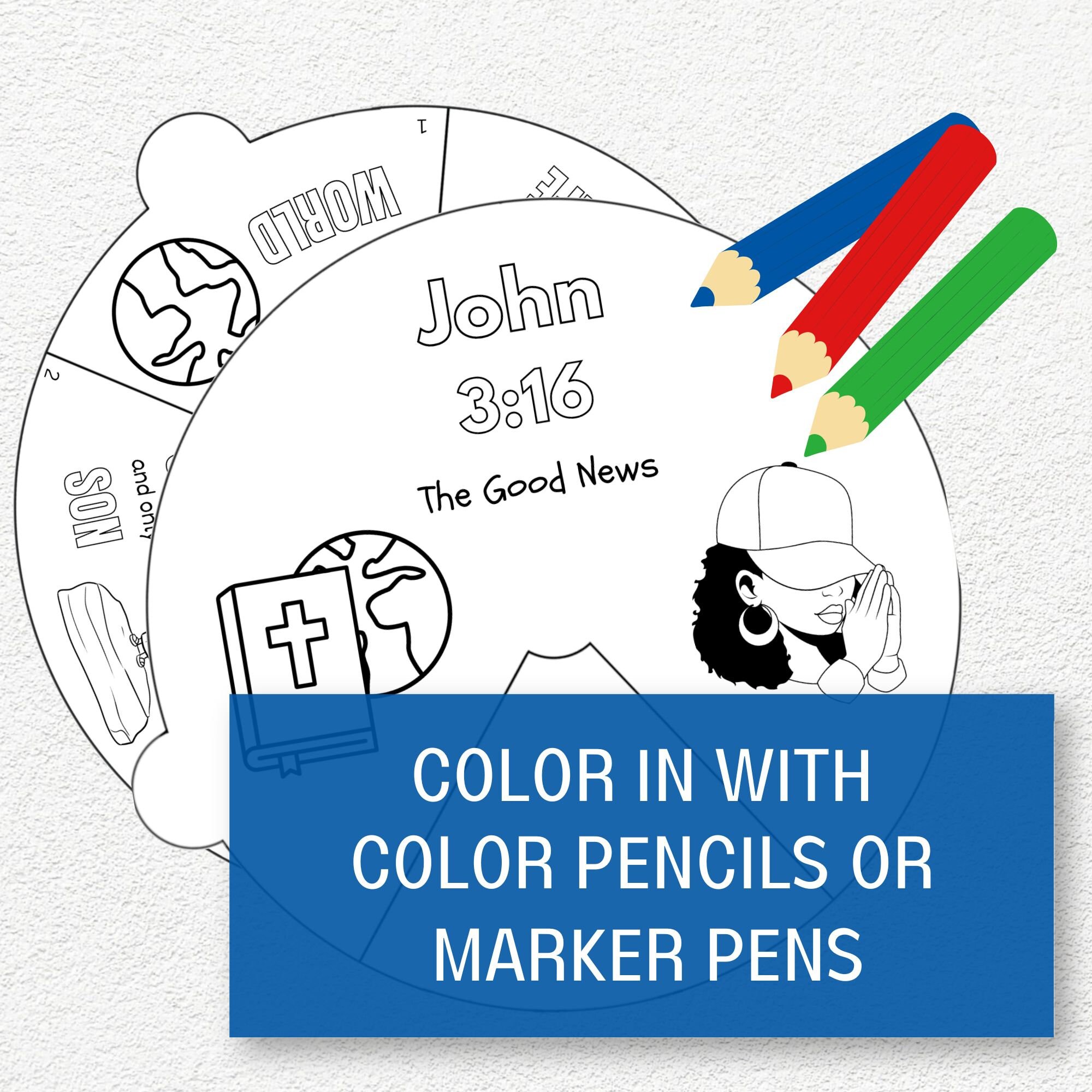 John 3:16 Coloring Wheel, the Good News Sunday School Craft, Printable ...