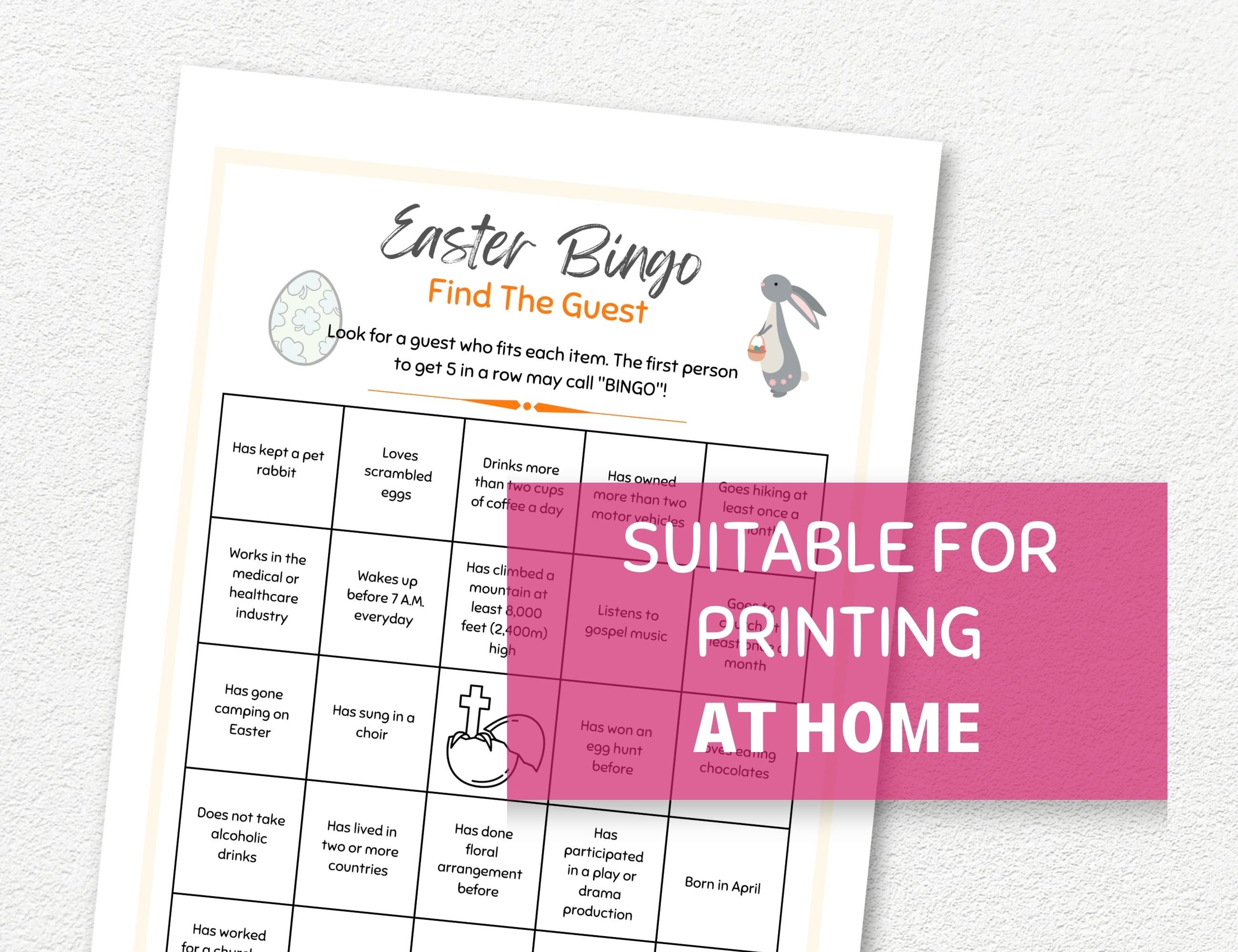 Easter Bingo Printable, Find the Guest Game in Letter and A4 Sizes ...
