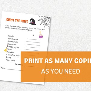 Halloween Guess the Price Printable, Halloween Guessing Game, Party ...