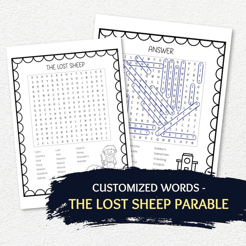 Parable of the Lost Sheep Word Search, Printable Sunday School Activity ...