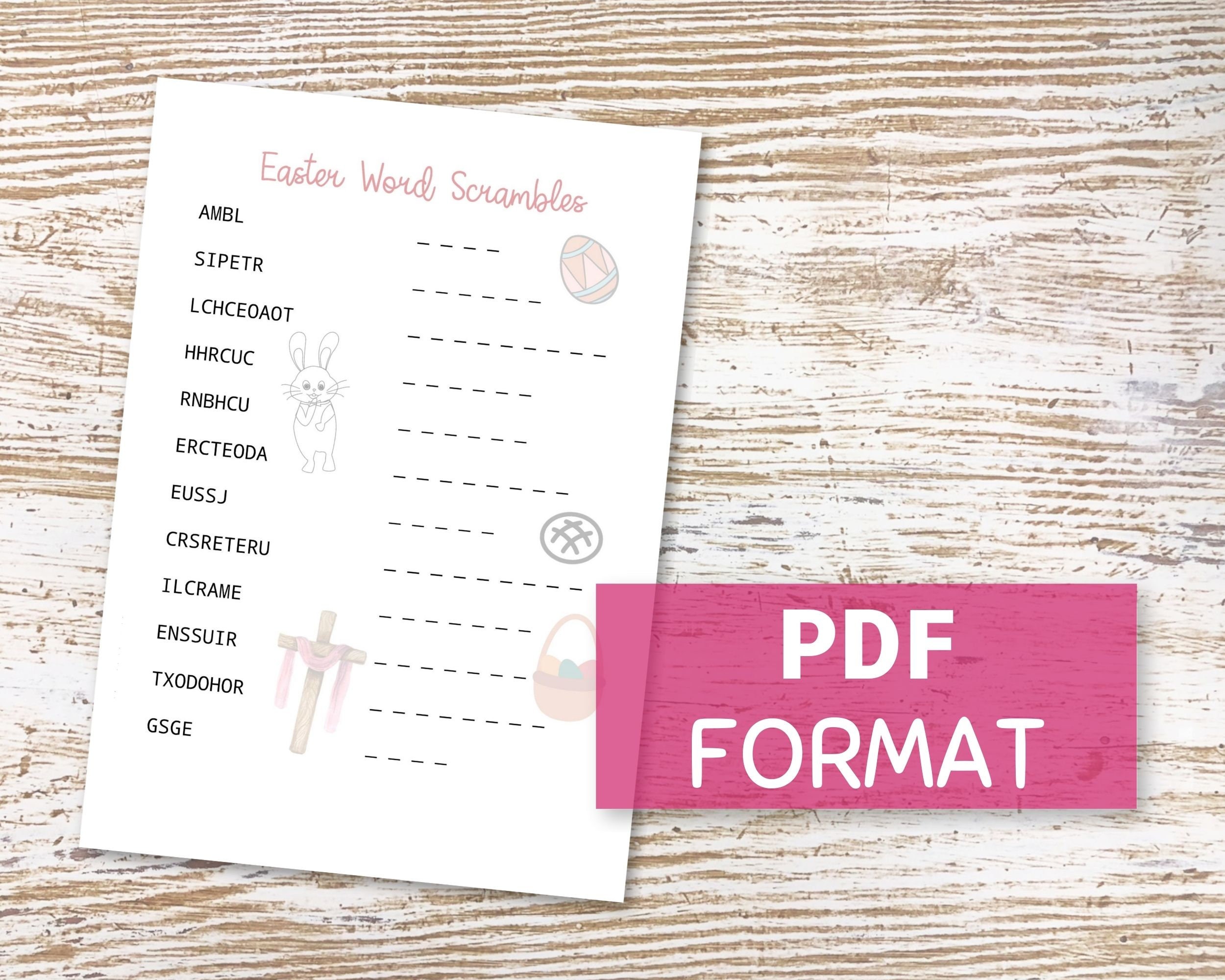Easter Word Scramble Printable, 2 Easter Game Printables, Word Puzzle ...