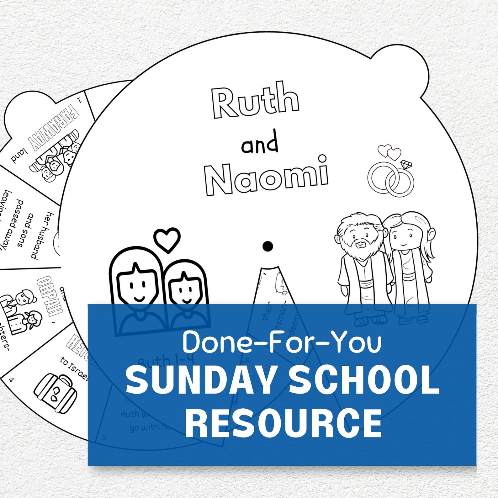 Ruth and Naomi Coloring Wheel, Printable Sunday School Lesson, Kids ...