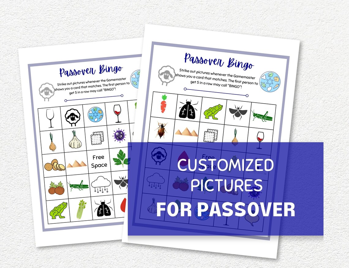 Passover Kids Bingo Cards, 25 Printable Cards for Pesach, Party Games ...