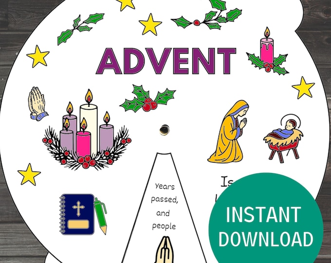 Advent Bible Lesson Christmas Craft Activity Printable for Kids, Kids ...