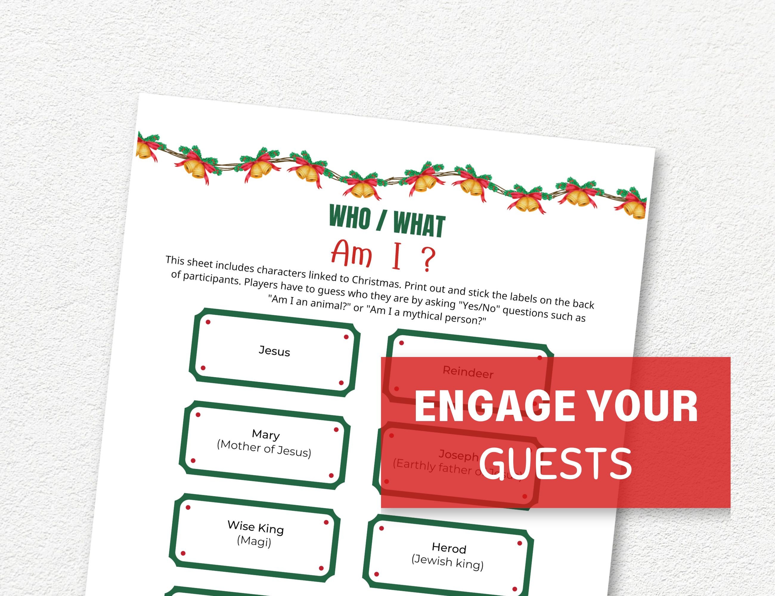 Christmas Who Am I Game, Printable Christmas Guess Who, Party Game for ...