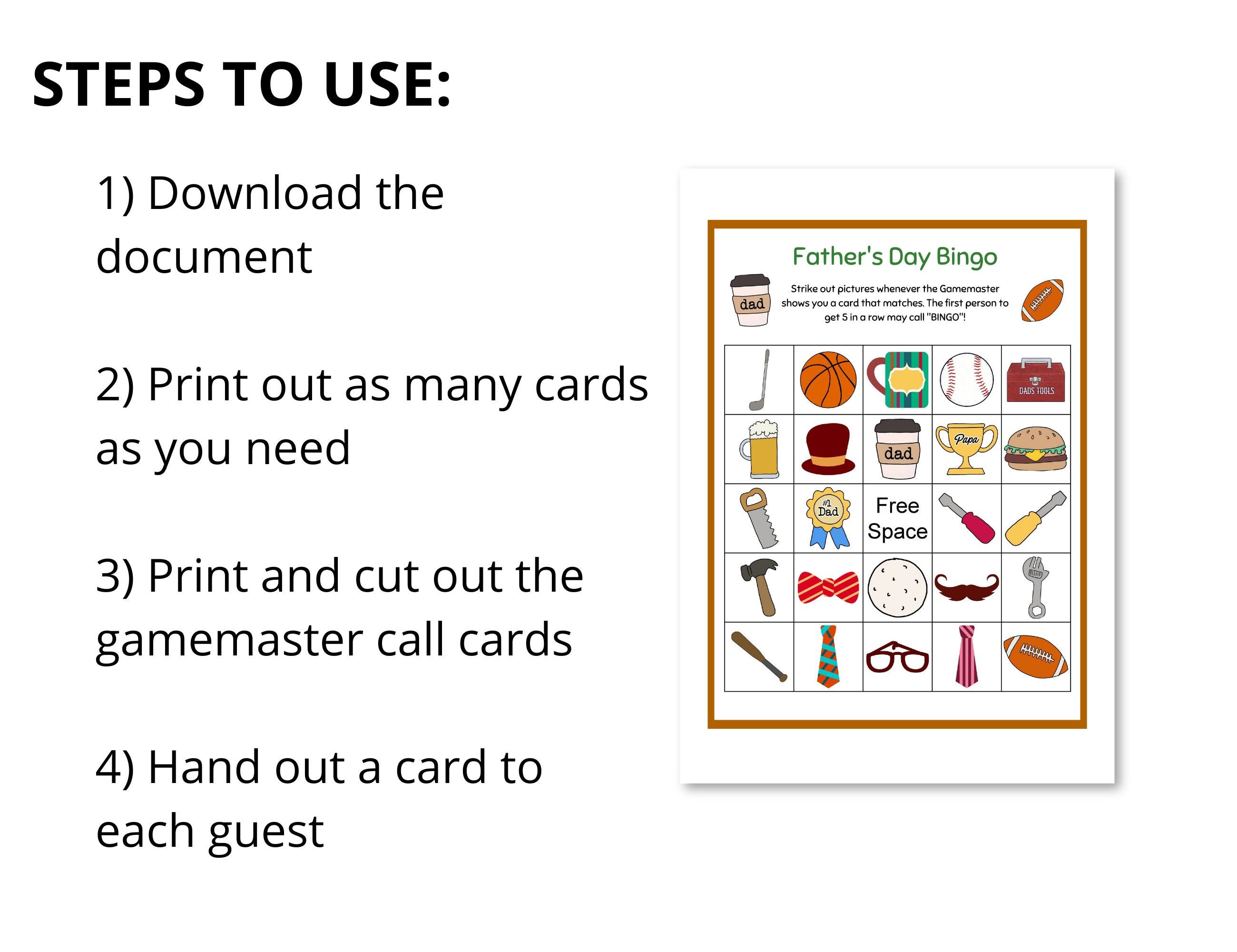 Father’s Day Bingo Cards Printable, 100 Father’s Day Bingo Cards PDF ...
