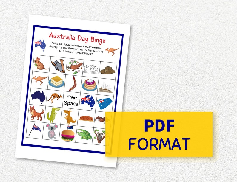 Australia Day Bingo, 50 Straya Day Bingo Printable Cards, Australian ...