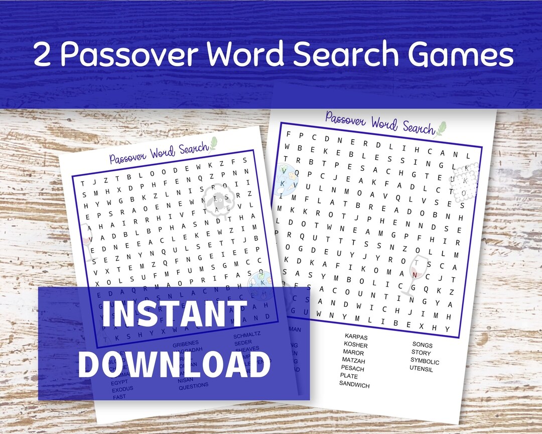 Passover Word Search Games, 2 Printable Party Games for the Family ...