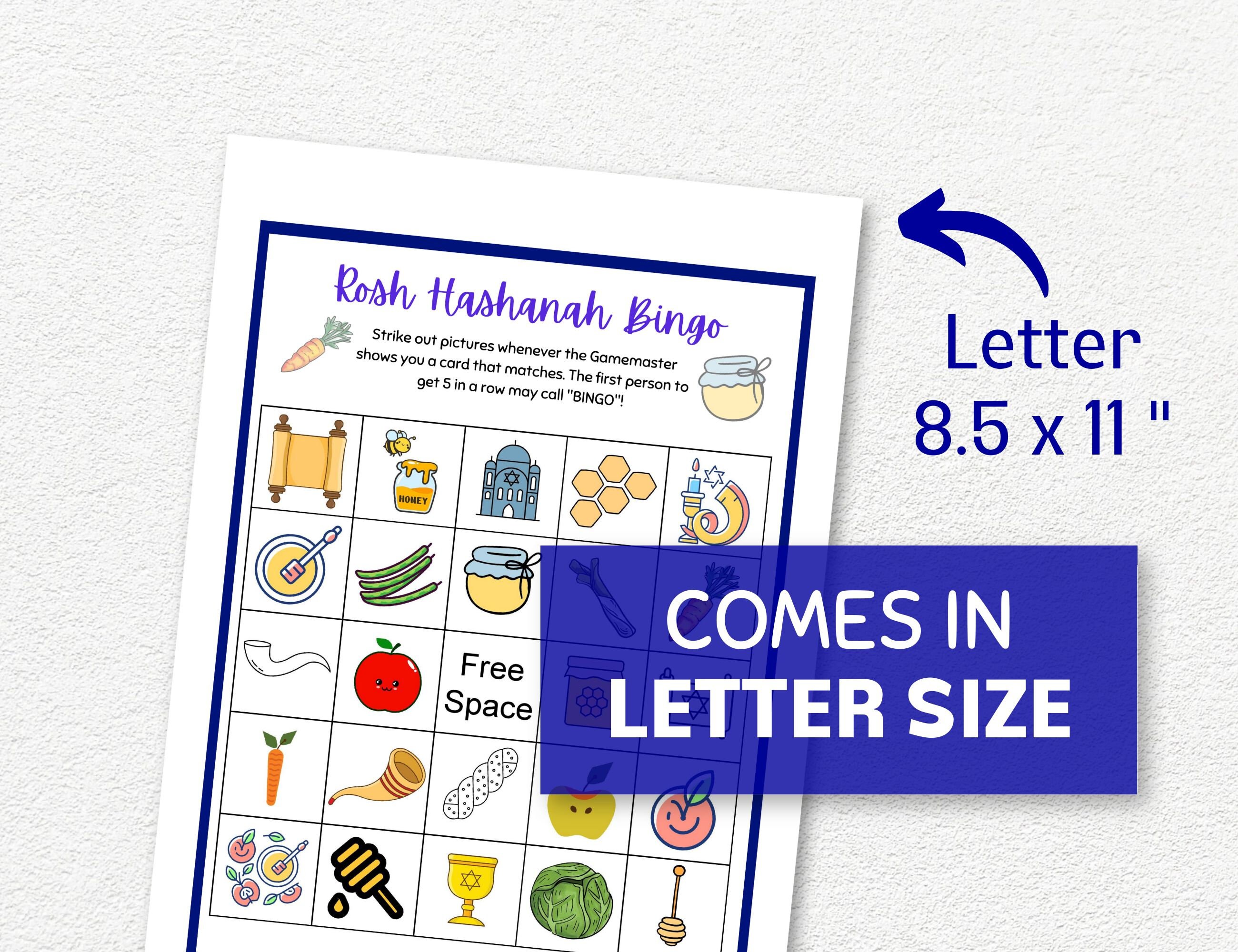 Rosh Hashanah Bingo Game, Rosh Hashanah Activity for Family, 25 ...