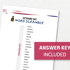 Veterans Day Word Scramble Printable Veterans Day Games for - Etsy