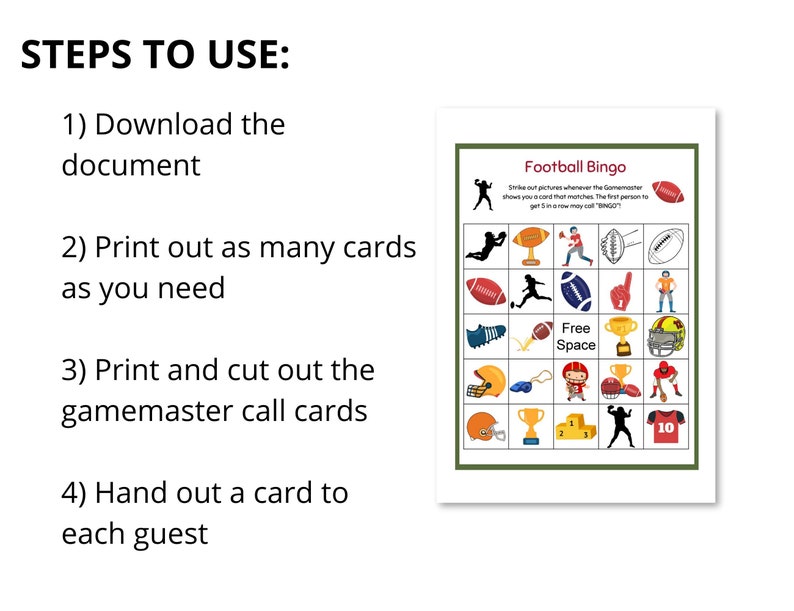 Football Bingo, 100 Bingo Cards Printable, American Football and Sports ...