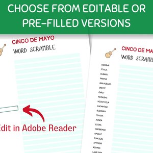Cinco De Mayo Word Scramble, Printable Fiesta Games for Family, Word ...