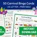 Carnival Bingo, Holiday Bingo 50 Cards, Samba Themed Bingo Games, Bingo ...
