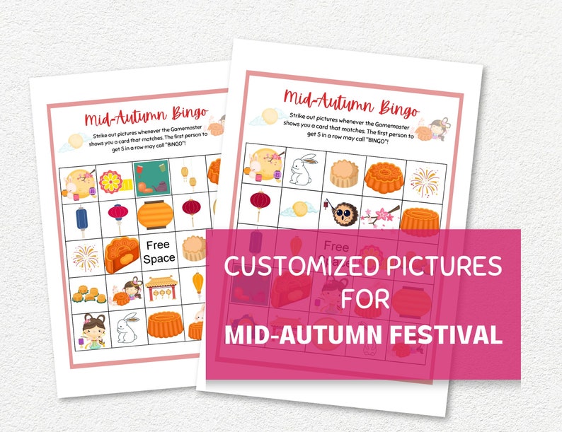 Mid-autumn Festival Bingo Cards, 25 Cards for Mooncake Festival, Mid ...