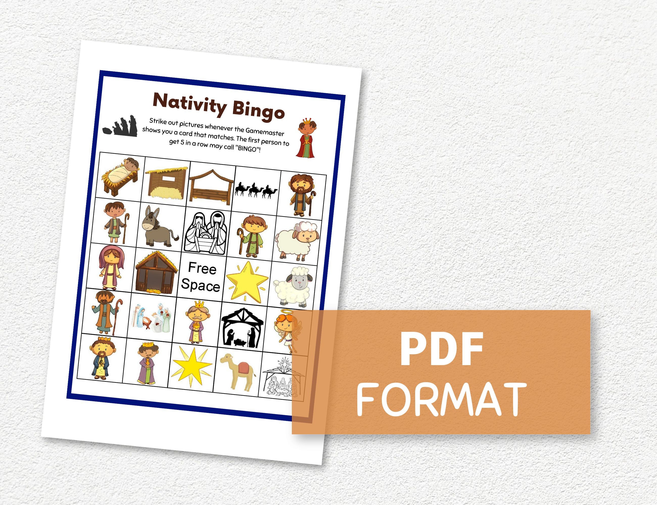Nativity Bingo for Kids and Adults 25 Printable Nativity - Etsy