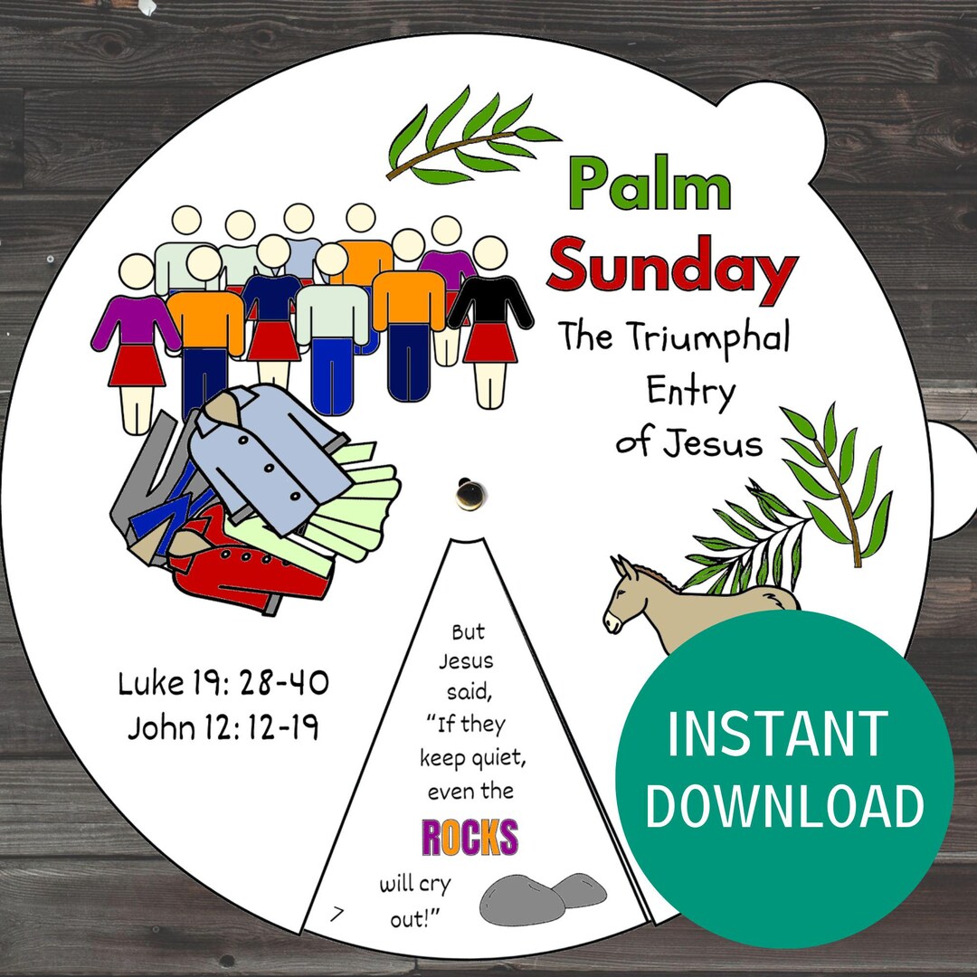 Palm Sunday Coloring Wheel, Triumphal Entry Sunday School Craft, Bible ...