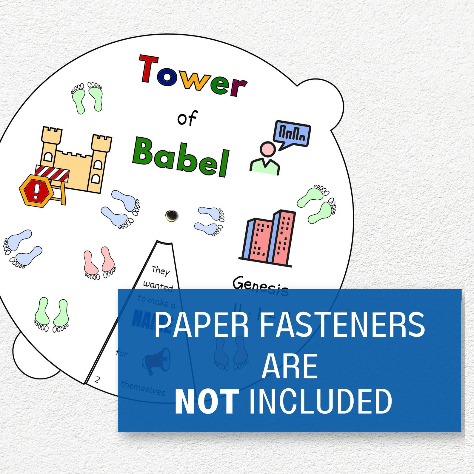 Tower of Babel Coloring Wheel, Printable Sunday School Lesson, Tower of ...
