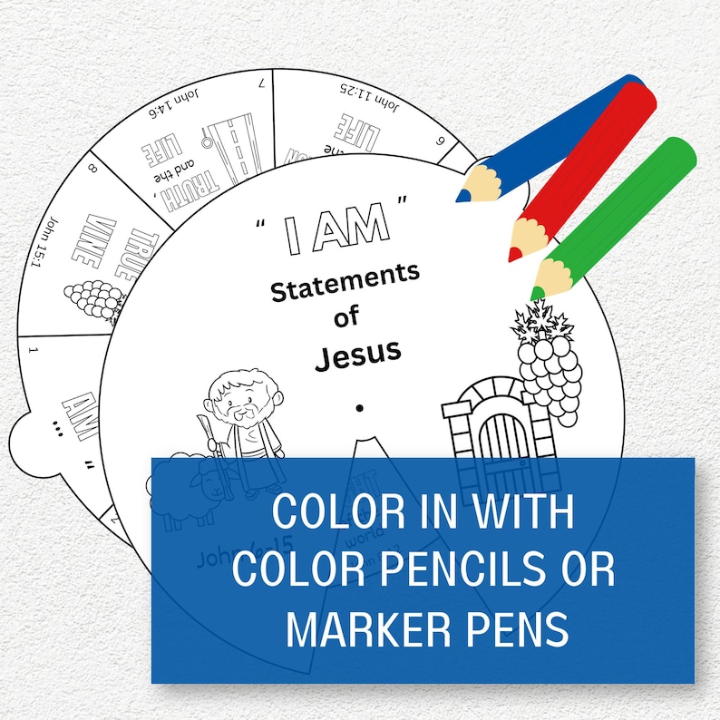 I Am Statements of Jesus Coloring Wheel, Printable Sunday School Lesson ...