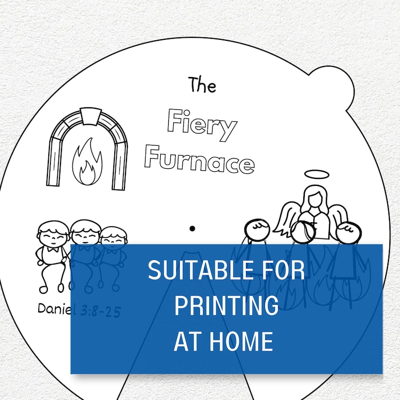 Fiery Furnace Coloring Wheel Printable, Sunday School Craft, Kids Bible ...
