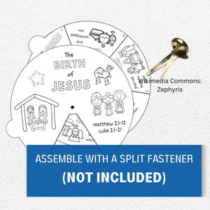 Birth of Jesus Coloring Wheel, Nativity Coloring Craft Printable, Kids ...