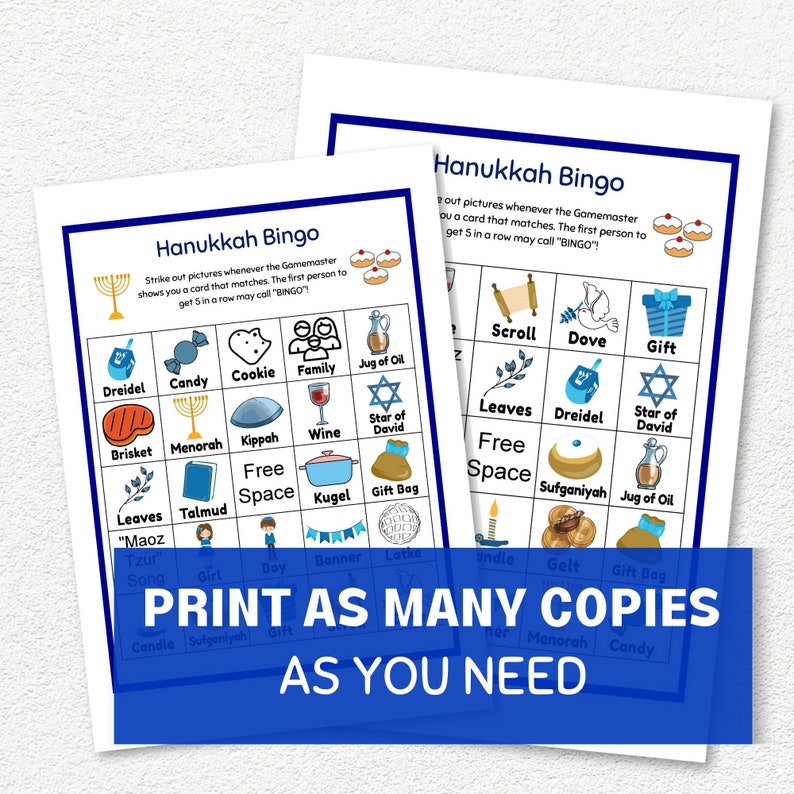 Hanukkah Bingo Game Printable, 50 Holiday Bingo Cards PDF, Chanukah ...
