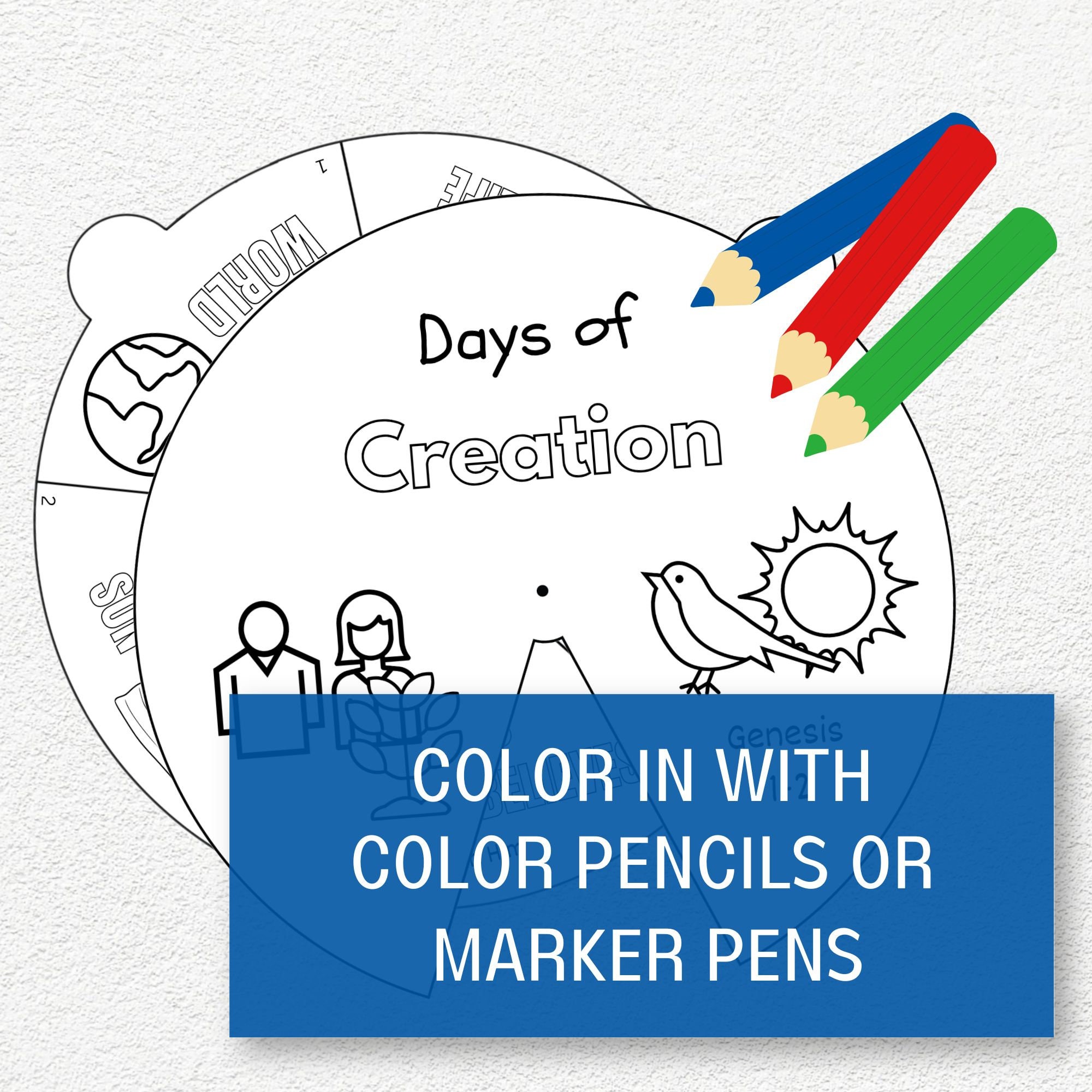 Sunday School Coloring Wheel Bundle, 12 Printable Sunday School Craft ...