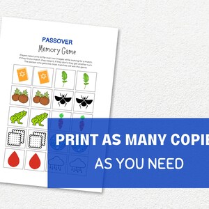 Passover Memory Game Printable, Memory Matching Game, Passover Party ...