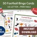 Football Bingo, 50 American Football Bingo Cards Printable, the Big ...